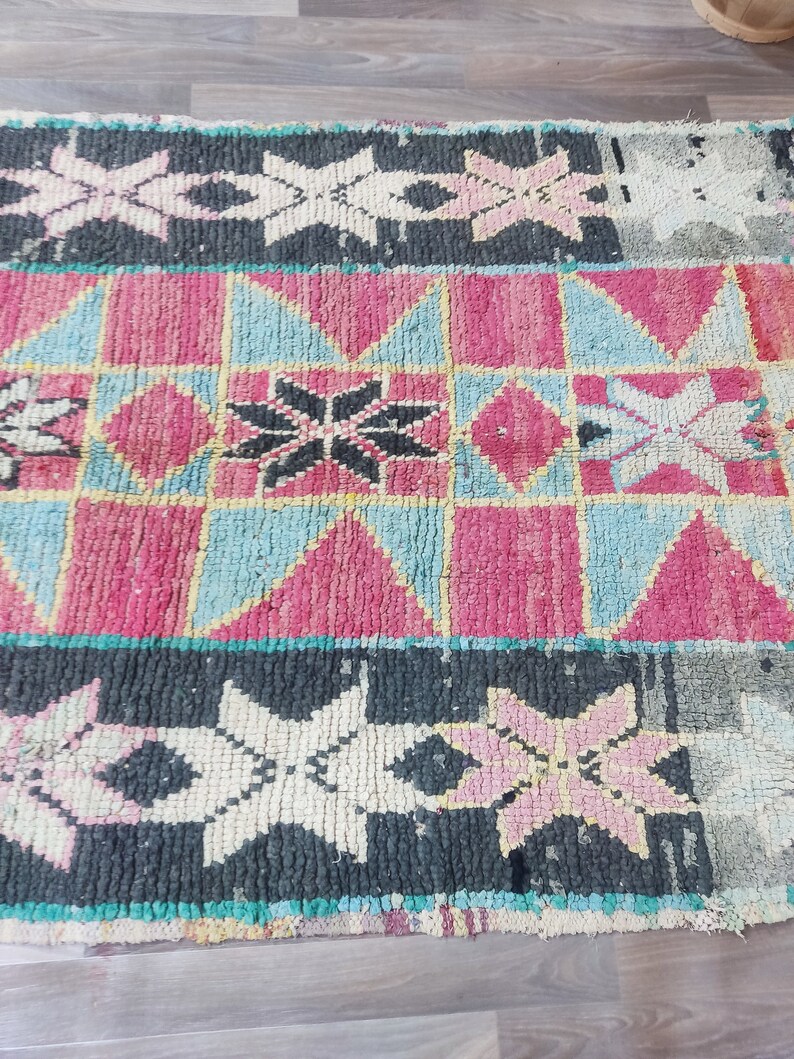 Handmade Moroccan Hallway Runner Rugs : Colorful Berber Design , 7 Ft X ...
