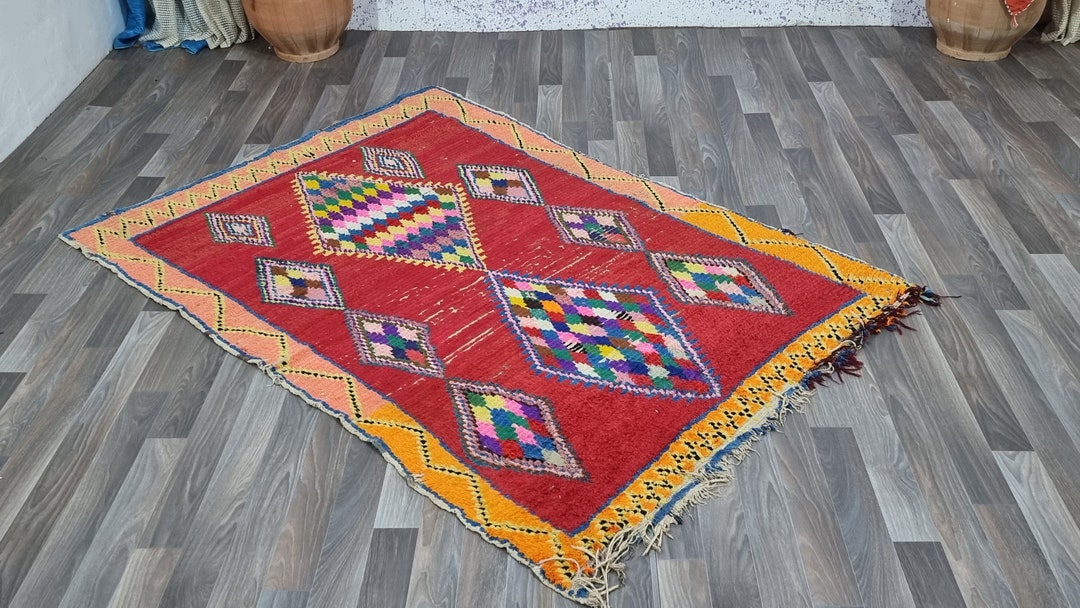 Colorful Abstract Rug Handmade Traditional Carpet Geometric Rugs ...