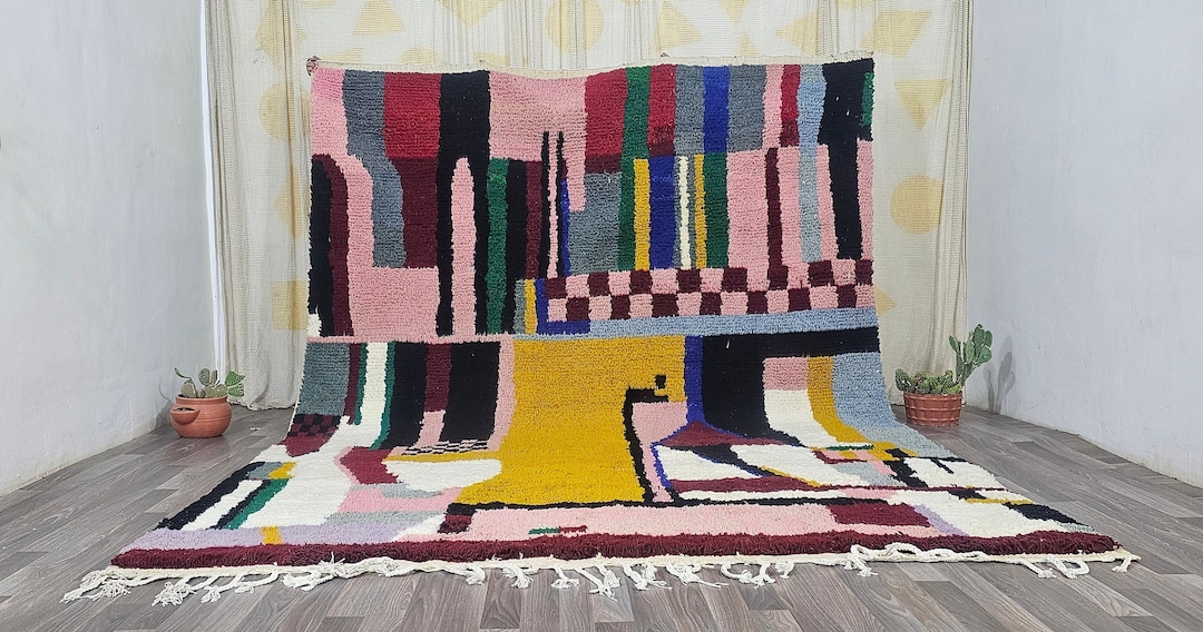 Cozy Chic Colorful Wool Rug Living Room -geometric Rug Wool -moroccan ...