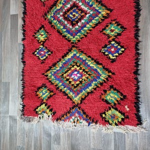 VINTAGE RUG RUNNER ,bohemian Red Colorful Rug ,unique Boujad Colorful ...
