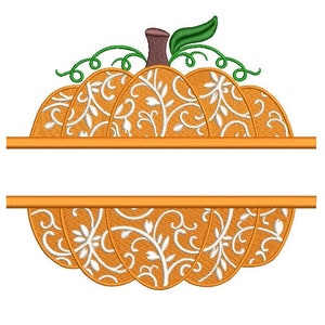 Split Pumpkin Embroidery Design: Autumn Thanksgiving (instant Download ...