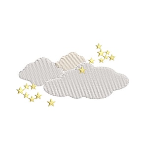 Clouds and Stars Embroidery Design: Mini Fluffy Clouds (instant ...