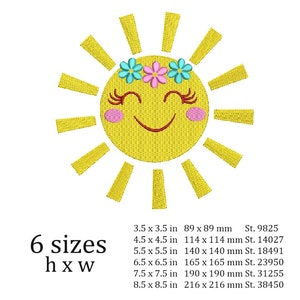 Sun Embroidery Design, Smile Embroidery, Instant Download, 6 Sizes. - Etsy