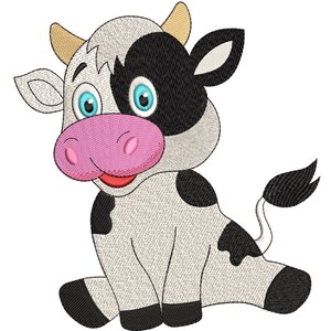 Baby Cow Machin Embroidery Design, Cute Calf Embroidery, Farm Animal ...