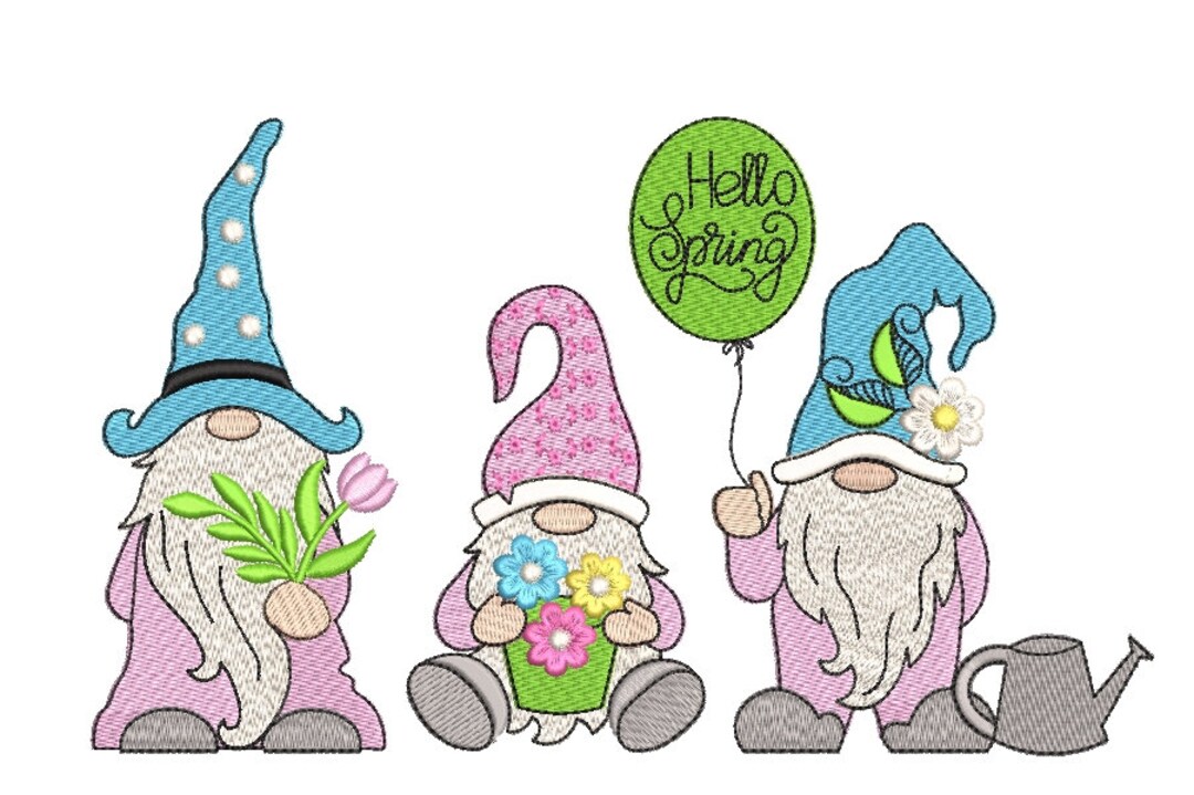 Spring Gnomes Embroidery Design, 3 Sizes. - Etsy