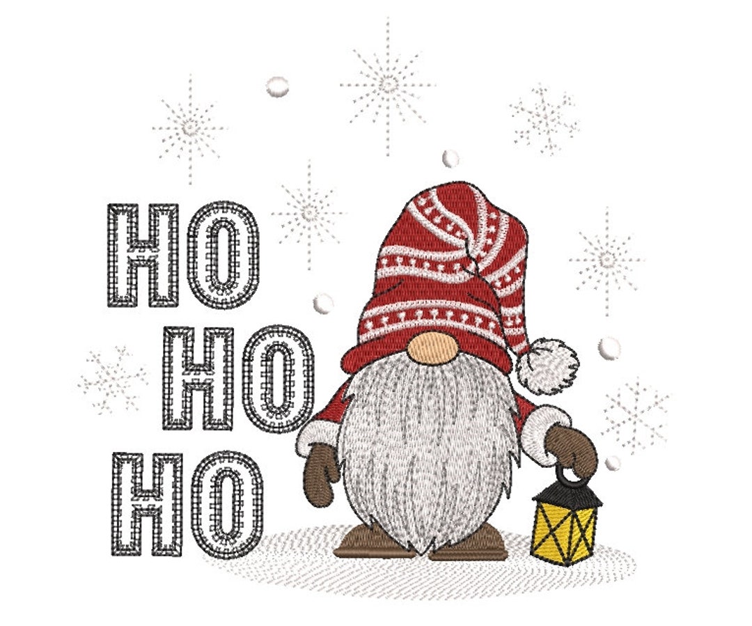 Christmas Gnome HO HO HO Embroidery Design, Winter Gnome , 4 Sizes ...