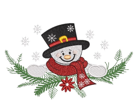 Snowman Machine Embroidery Design Winter Embroidery 4 - Etsy