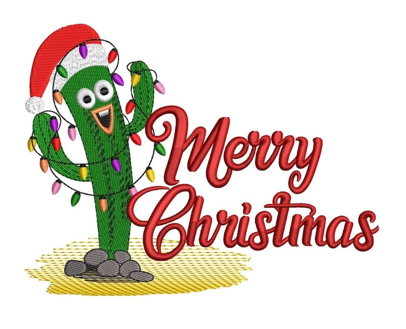 Cactus Machine Embroidery Design Christmas Embroidery - Etsy