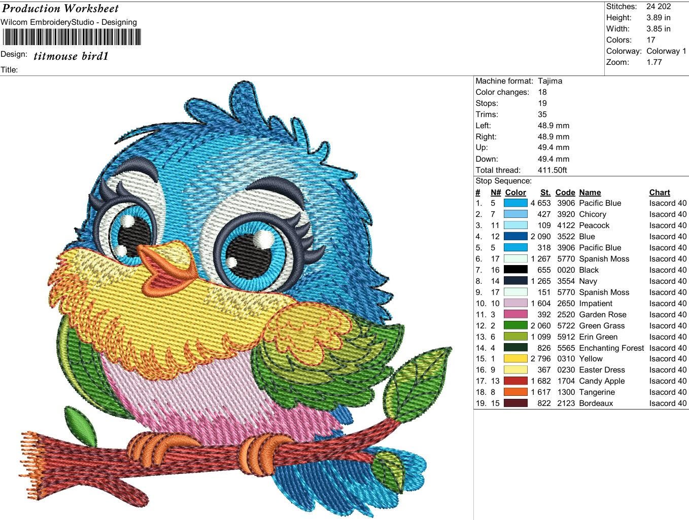Funny Titmouse Bird Embroidery Design: 5 Sizes (digital Download) - Etsy
