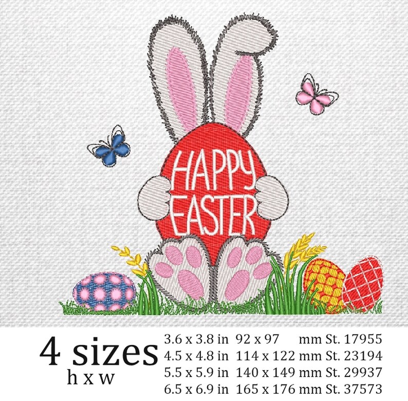 Easter Bunny Embroidery Designs 4 Sizes. - Etsy