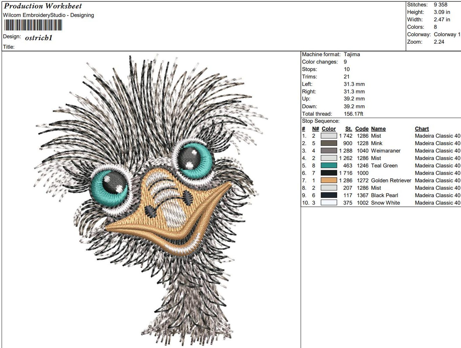 Ostrich Embroidery Design, 5 Sizes, Instant Download. - Etsy