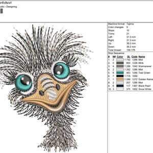 Ostrich Embroidery Design, 5 Sizes, Instant Download. - Etsy