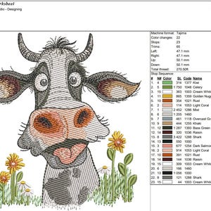 Funny Cow Embroidery Design: Farm Animal Machine Pattern (6 Sizes ...