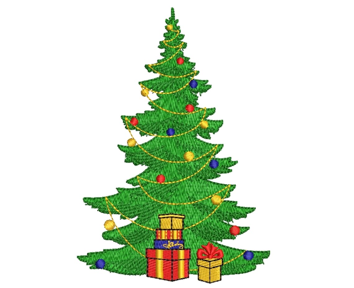 Christmas Tree Embroidery Design 5 Sizes Instant Download. - Etsy