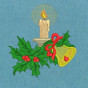 Christmas Candle and Bell Embroidery Design: Festive Decor (instant ...
