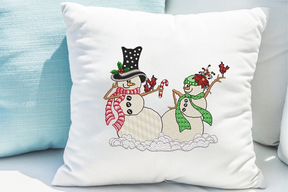 Dancing Snowmen Machine Embroidery Design , Christmas Embroidery, 4 ...