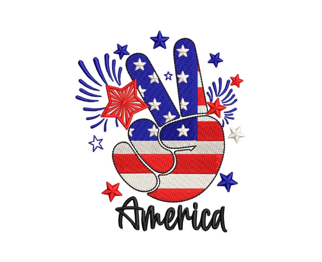 Peace Sign, Patriotic Embroidery Design, America Flag Embroidery, 5 ...