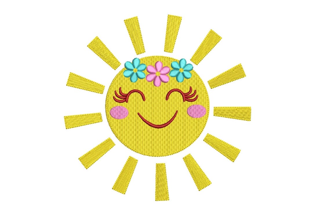 Sun Embroidery Design, Smile Embroidery, Instant Download, 6 Sizes. - Etsy
