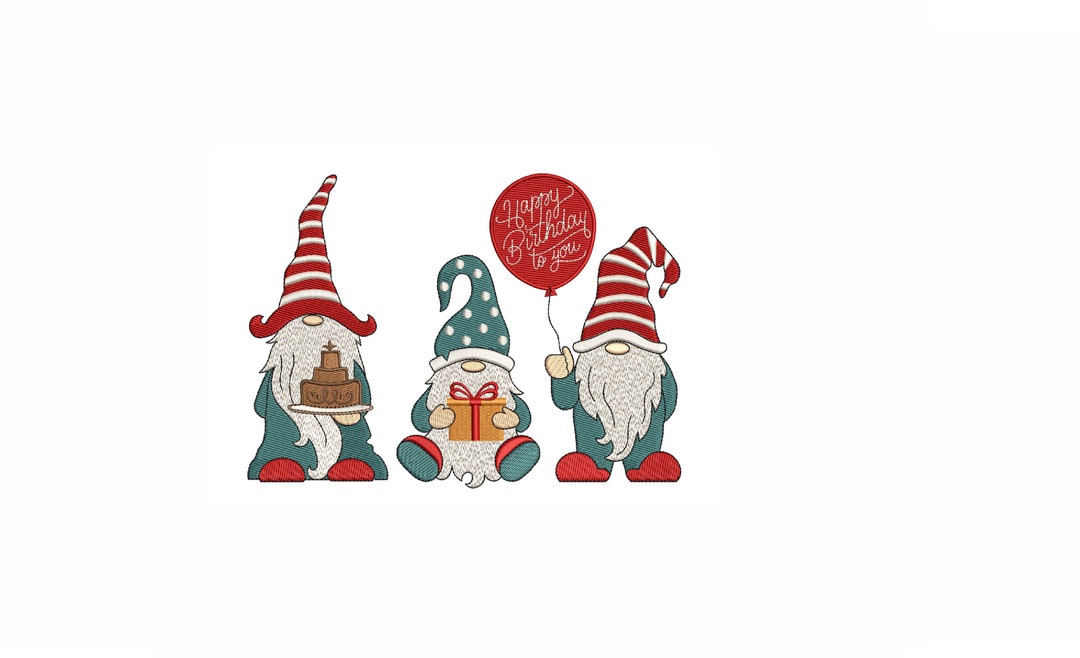Birthday Gnomes Embroidery Design, 4 Sizes. - Etsy