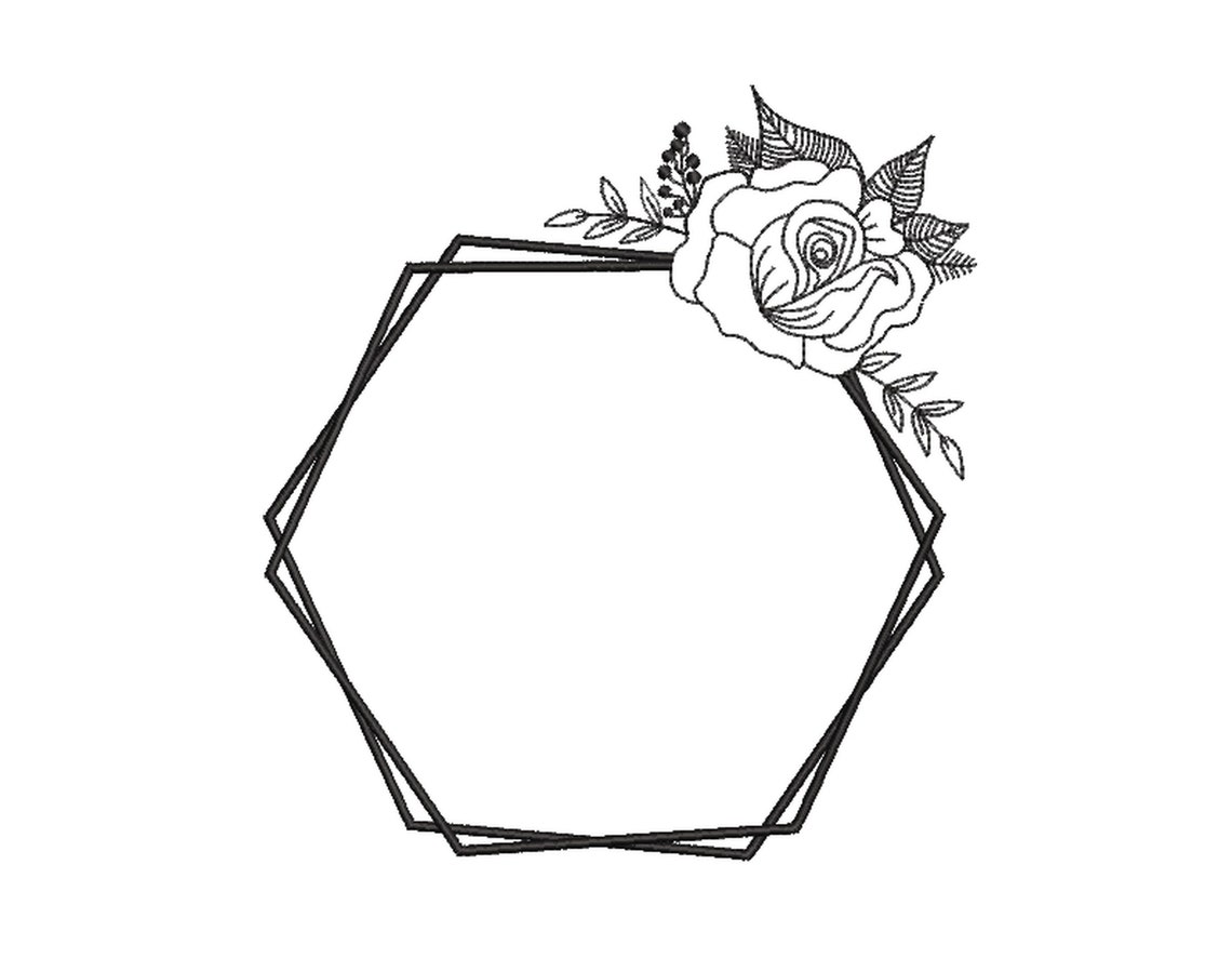 Flower Frame Embroidery Design 5 Sizes Instant Download. - Etsy
