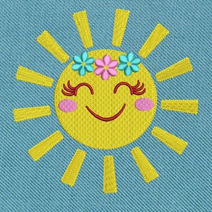 Sun Embroidery Design, Smile Embroidery, Instant Download, 6 Sizes. - Etsy