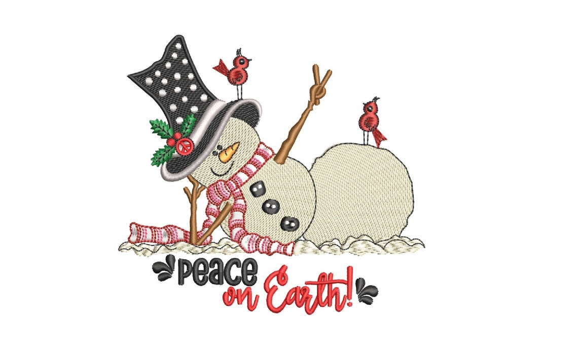 Snowman Machine Embroidery Design: Winter Peace on Earth (instant ...