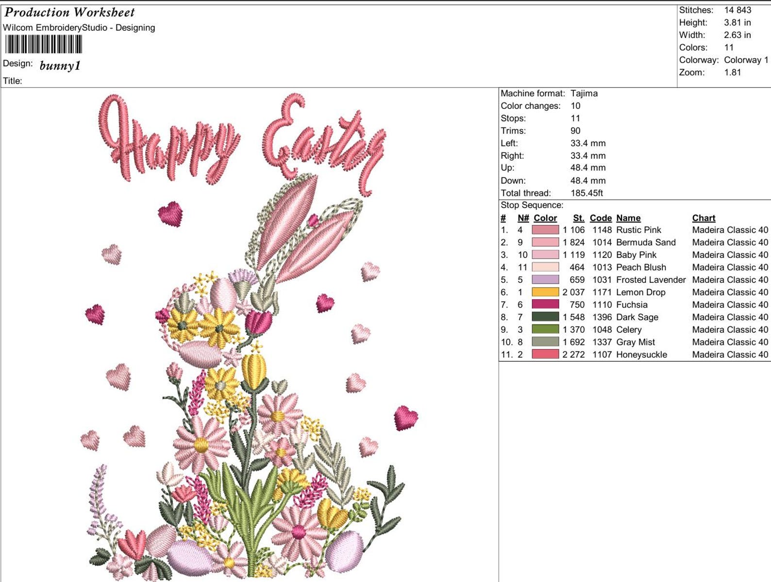 Easter Flower Bunny Machine Embroidery Design (instant Download) - Etsy