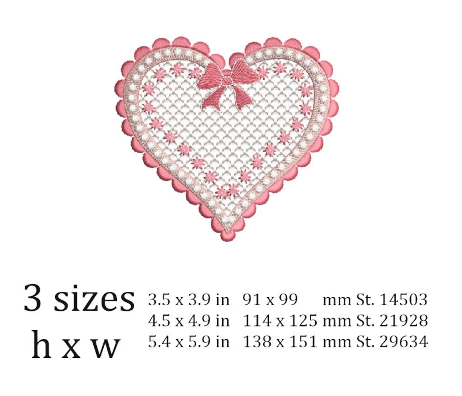 Heart of Romance Embroidery Design, Love Embroidery, 3 Sizes, Instant ...