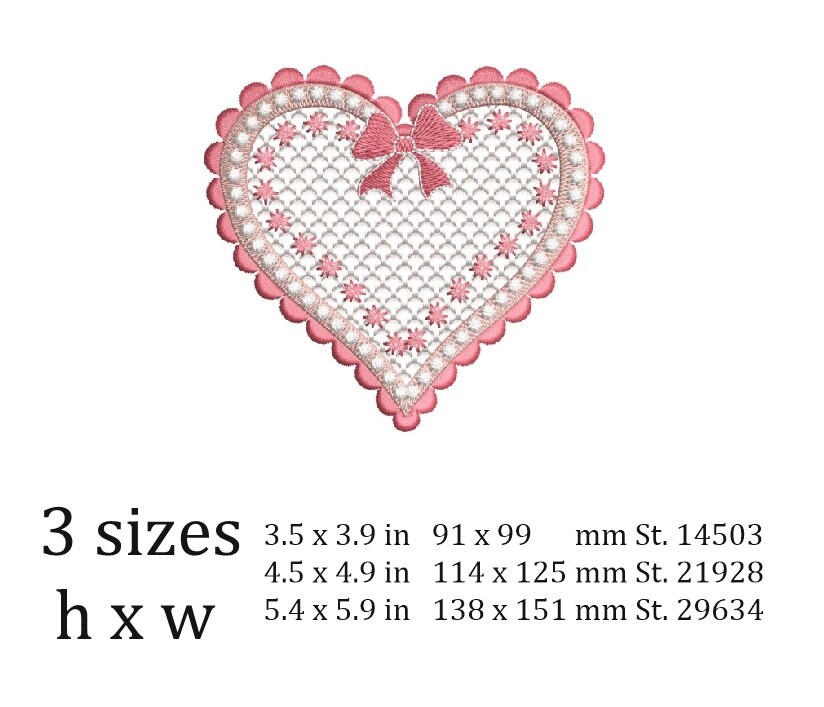 Heart of Romance Embroidery Design, Love Embroidery, 3 Sizes, Instant ...