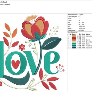 Elegant Floral LOVE Embroidery Design, Love Embroidery File, Happy ...