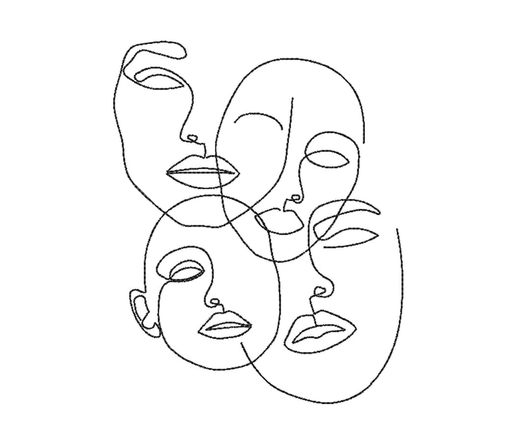 Four Face Embroidery Design, Womens Embroidery File, 4 Sizes, Instant ...