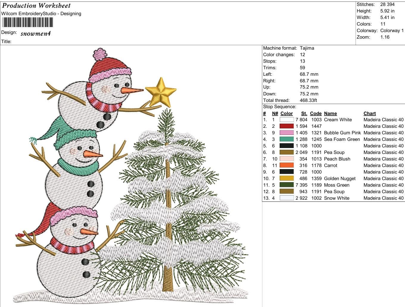 Christmas Snowmen Machine Embroidery Design, Winter Scene (5 Sizes) - Etsy