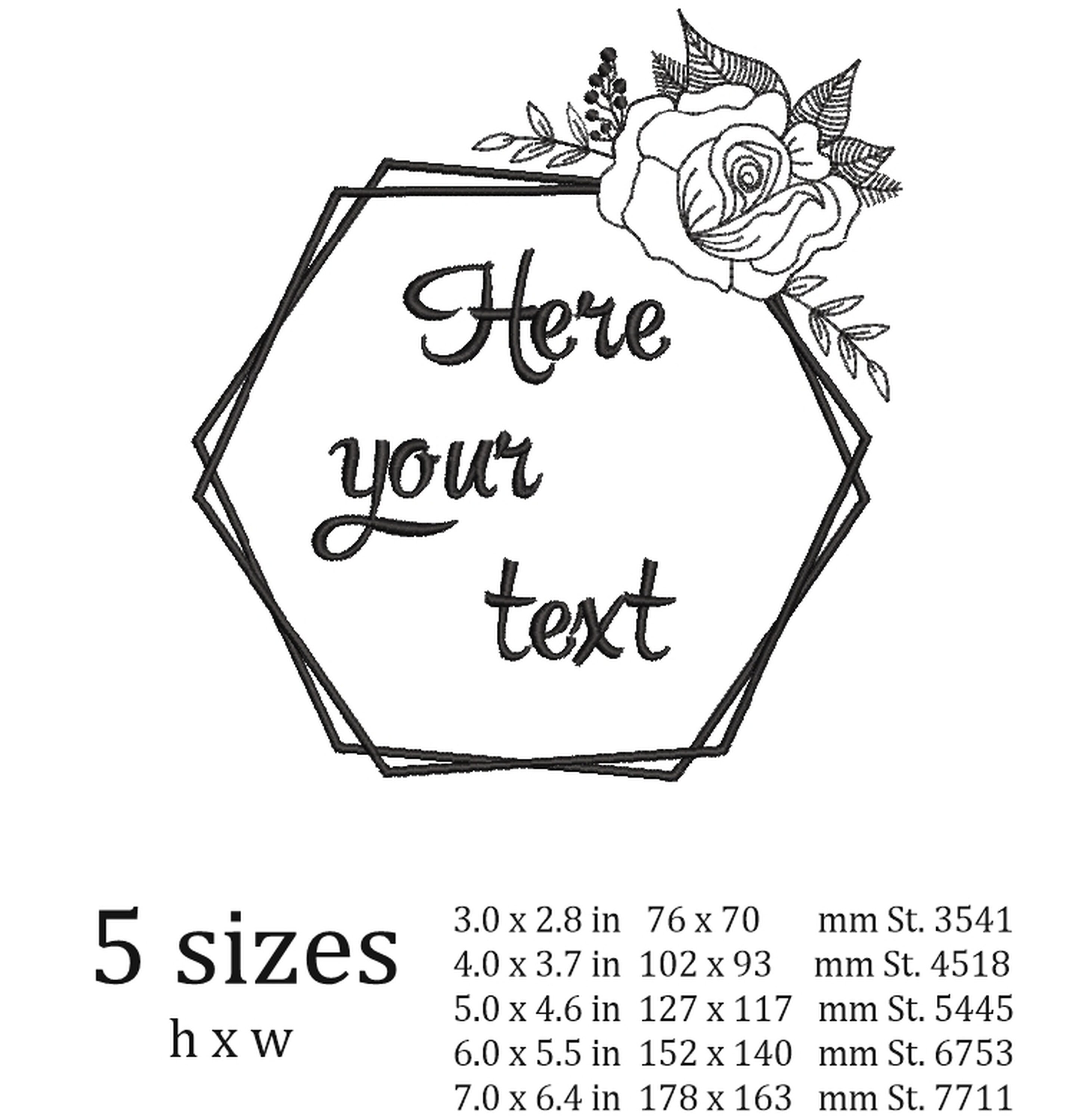 Flower Frame Embroidery Design 5 Sizes Instant Download. - Etsy