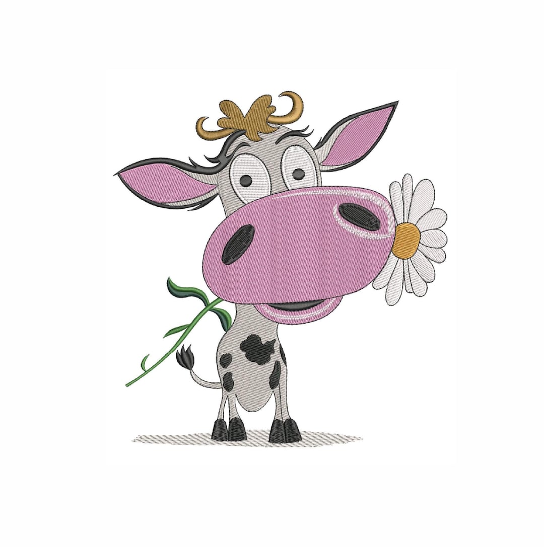 Funny Cow Embroidery Design, Farm Animal Machine Embroidery Design , 6 ...