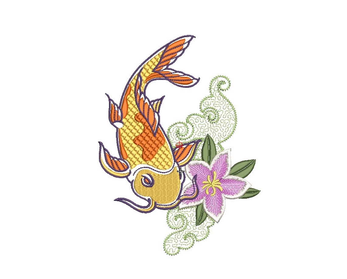 Gold Fish Embroidery Design Koi Fish Machine Embroidery 6 - Etsy