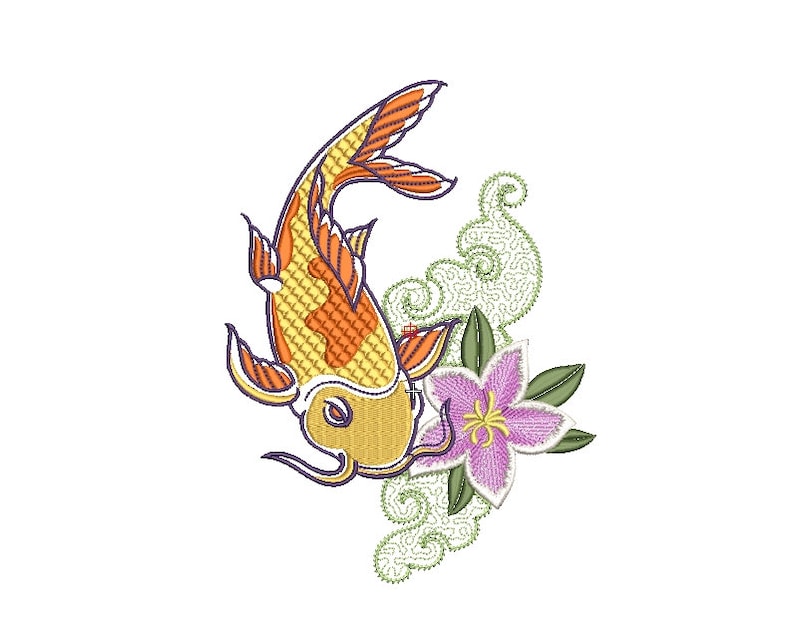 Gold Fish Embroidery Design Koi Fish Machine Embroidery 6 - Etsy