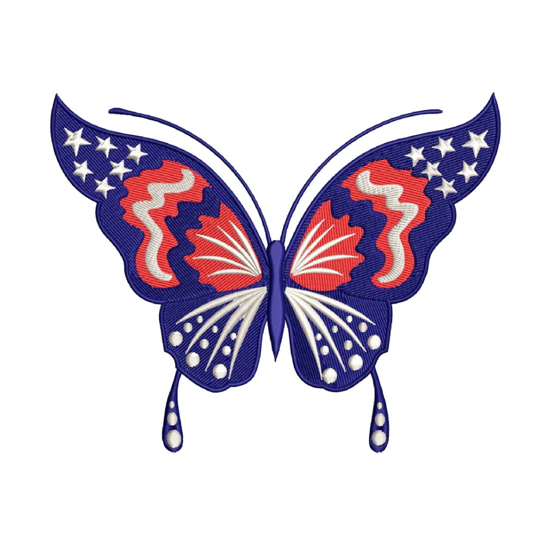 Butterfly USA Flag Embroidery Design, Independence Day, 4 Sizes ...