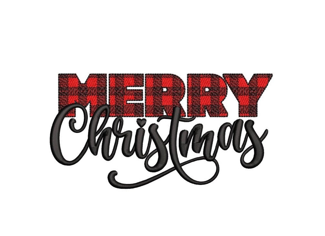 Buffalo Plaid Merry Christmas Embroidery Design (digital Download) - Etsy
