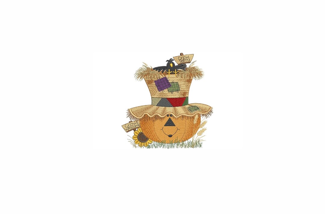 Pumpkin Crow Embroidery Design: Autumn Fall (4 Sizes) - Etsy