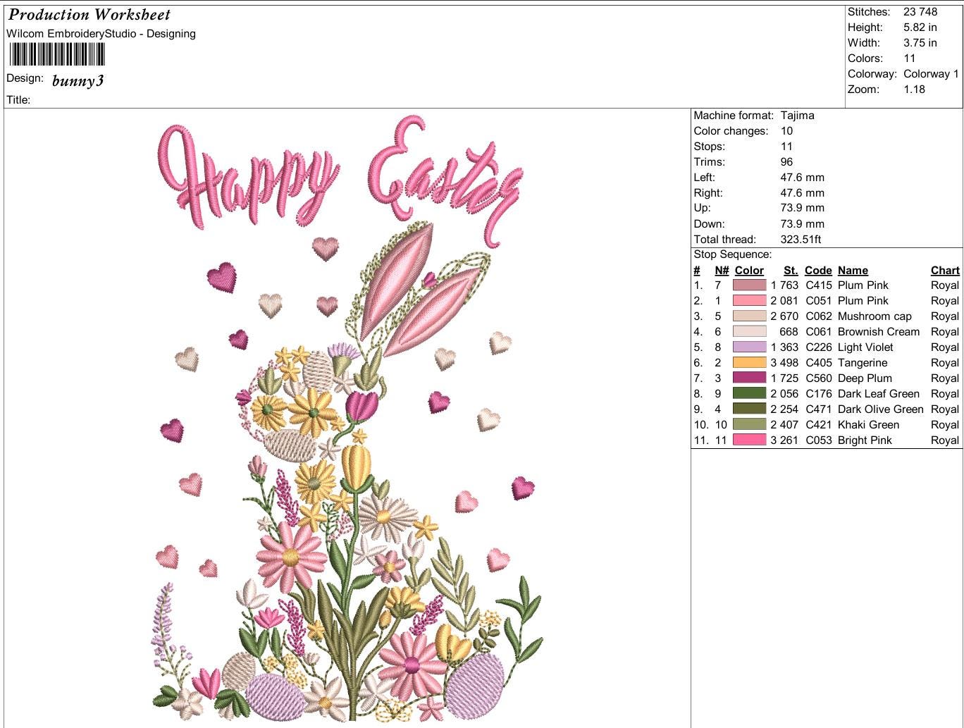 Easter Flower Bunny Machine Embroidery Design (instant Download) - Etsy