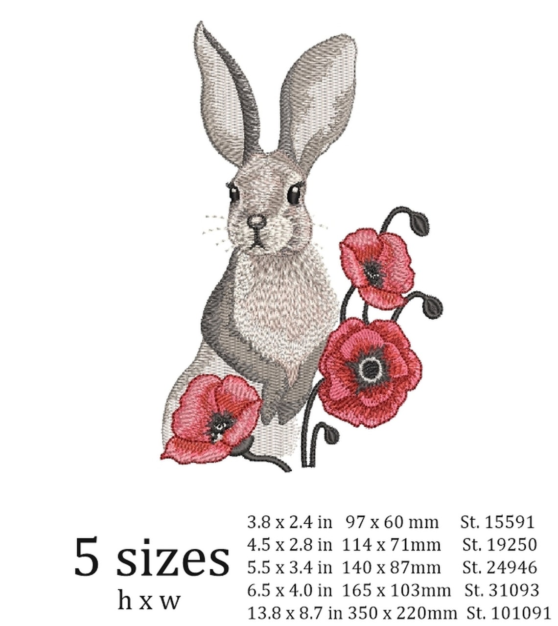 Bunny Embroidery Designs Hare Embroidery 4 Sizes. - Etsy