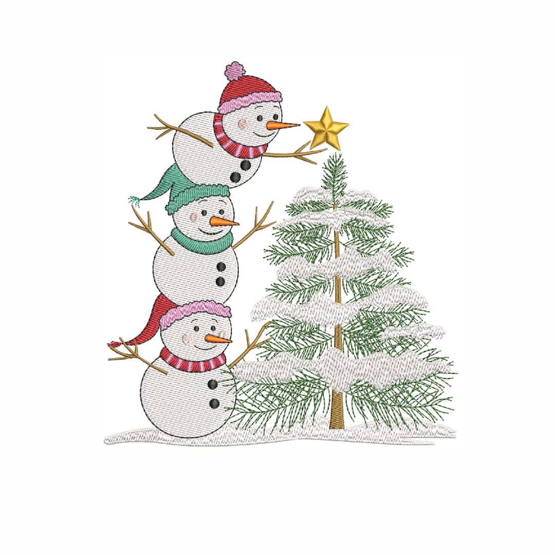 Christmas Snowmen Machine Embroidery Design, Winter Scene (5 Sizes) - Etsy
