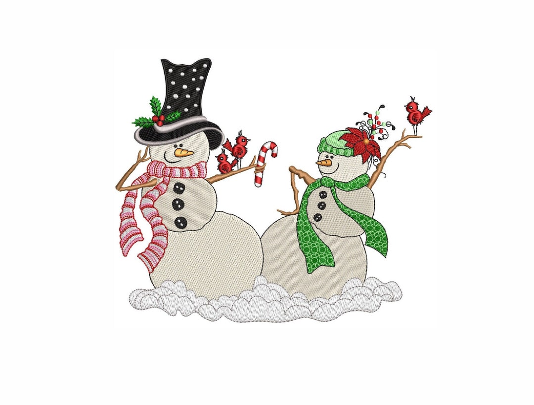 Dancing Snowmen Machine Embroidery Design , Christmas Embroidery, 4 ...