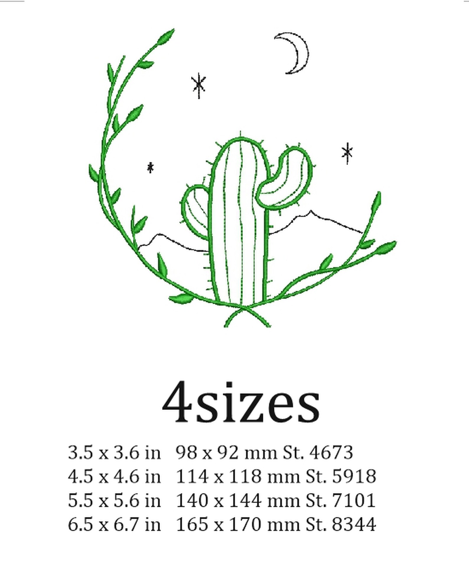 Cactus Embroidery Designmachine Embroidery Design Floral - Etsy