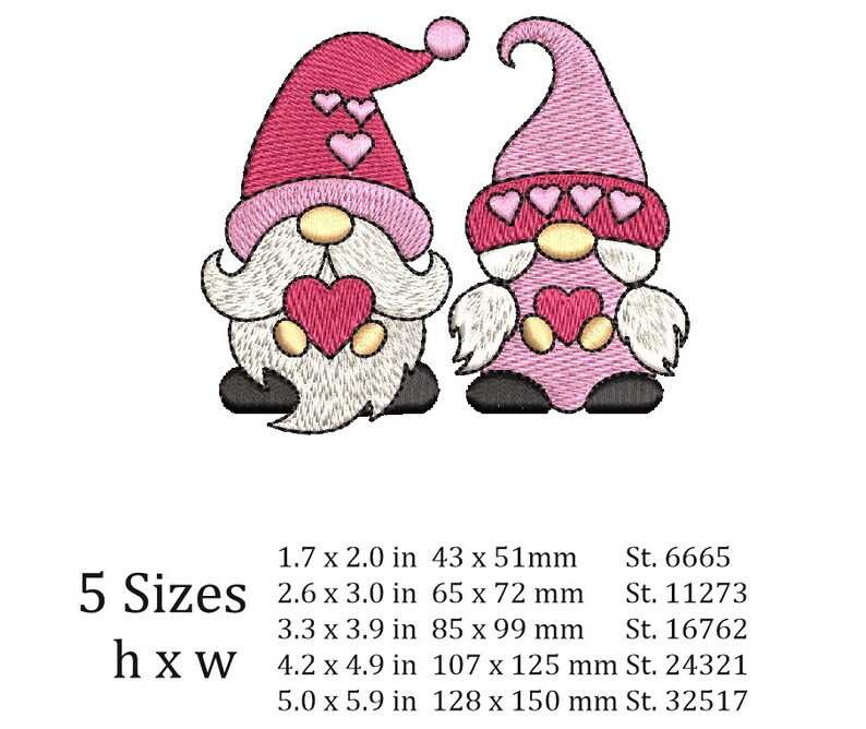 Love Gnomes Embroidery Designvalentine Gnome Love Embroidery - Etsy