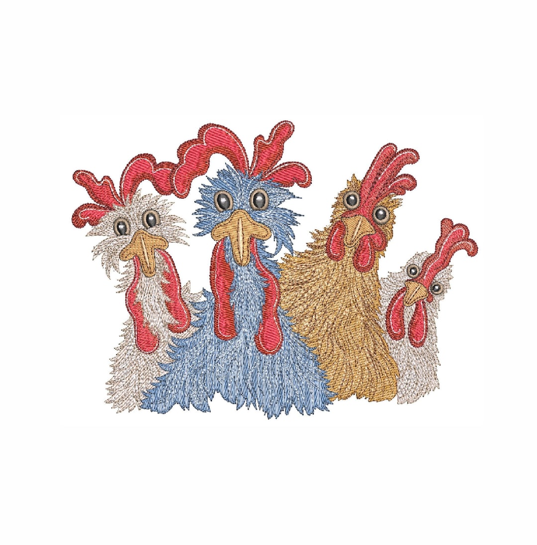 Funny Chicken Machine Embroidery Design: Farm Animals (7 Sizes ...