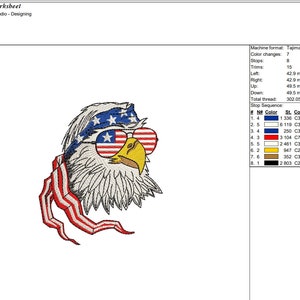 American Flag and Eagle Embroidery Design, 4th of July Patriotic ...