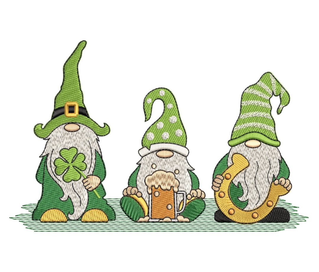 St. Patricks Day Gnomes Embroidery, 5 Sizes, Instant Download. - Etsy