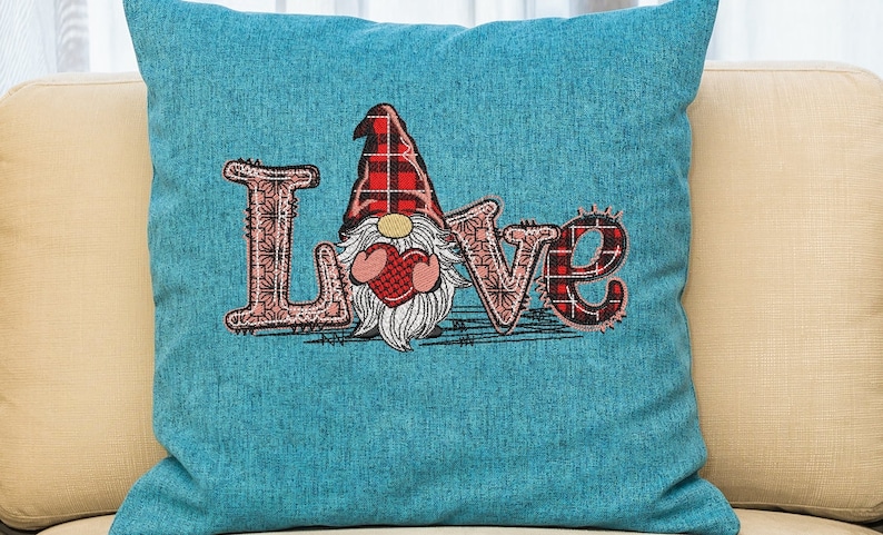 Love Gnome Embroidery Design: Valentine's Day File (5 Sizes) (digital ...