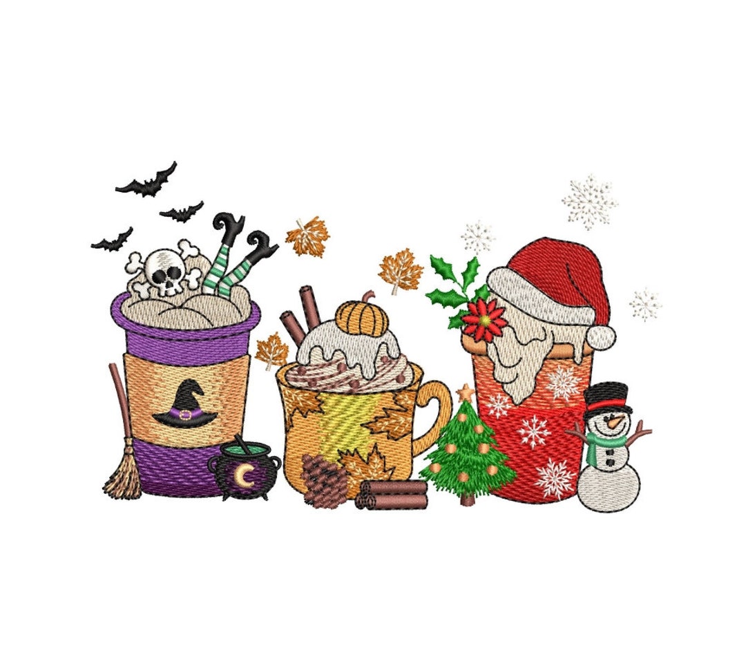 Happy Hallothanksmas Machine Embroidery Design, Autumn Embroidery ...